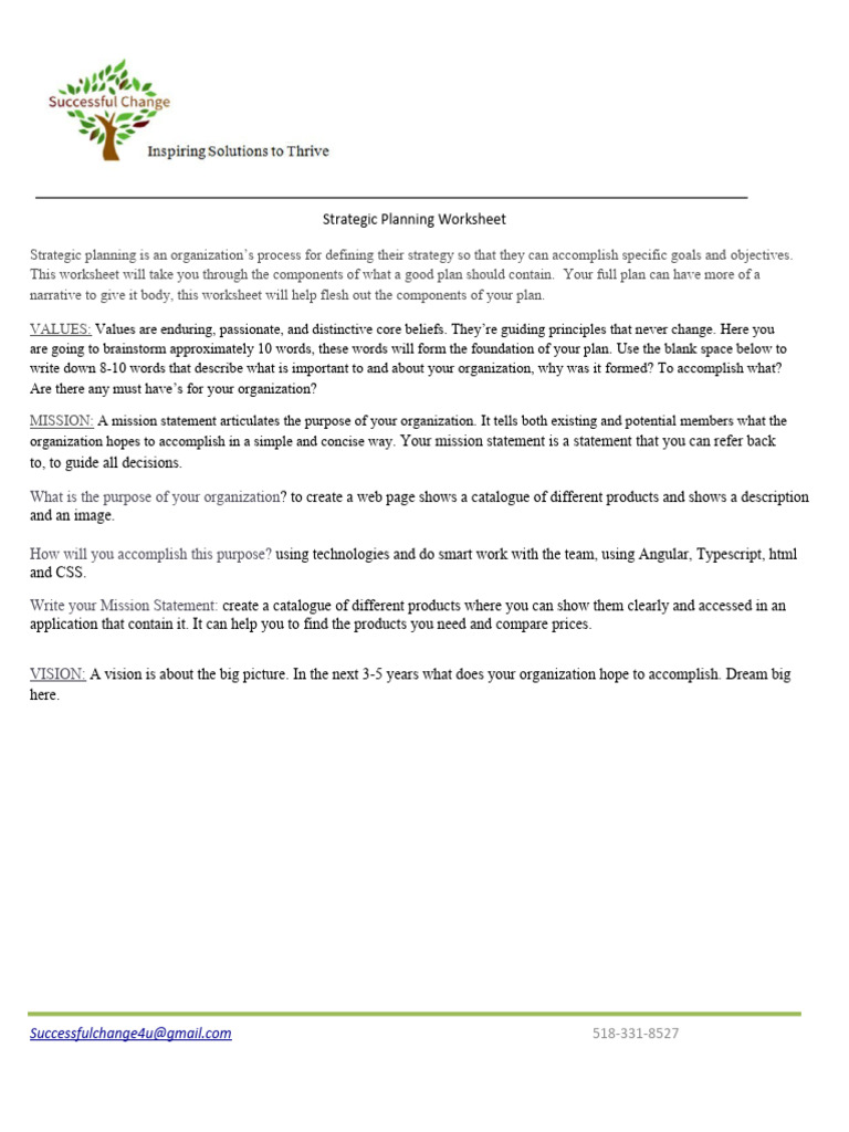 Strategic Planning Worksheet | PDF | Strategic Planning | Swot Analysis