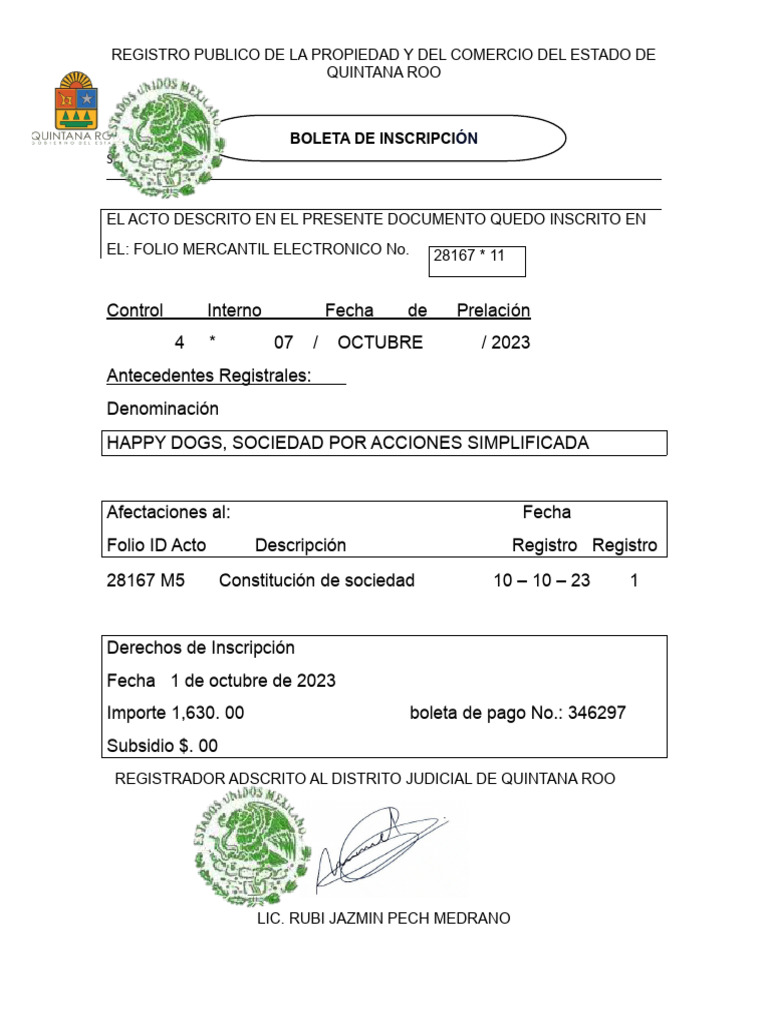 Boleta de Inscripcion | PDF