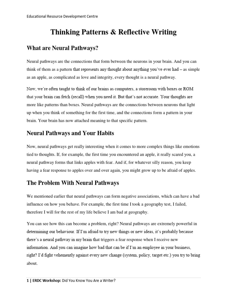 Thinking Patterns & Reflective Writing | PDF | Thought | Brain