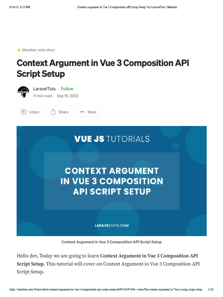 Context Argument in Vue 3 Composition API Script Setup - by LaravelTuts ... Context Argument in Vue 3 Composition API Script Setup - by LaravelTuts ...