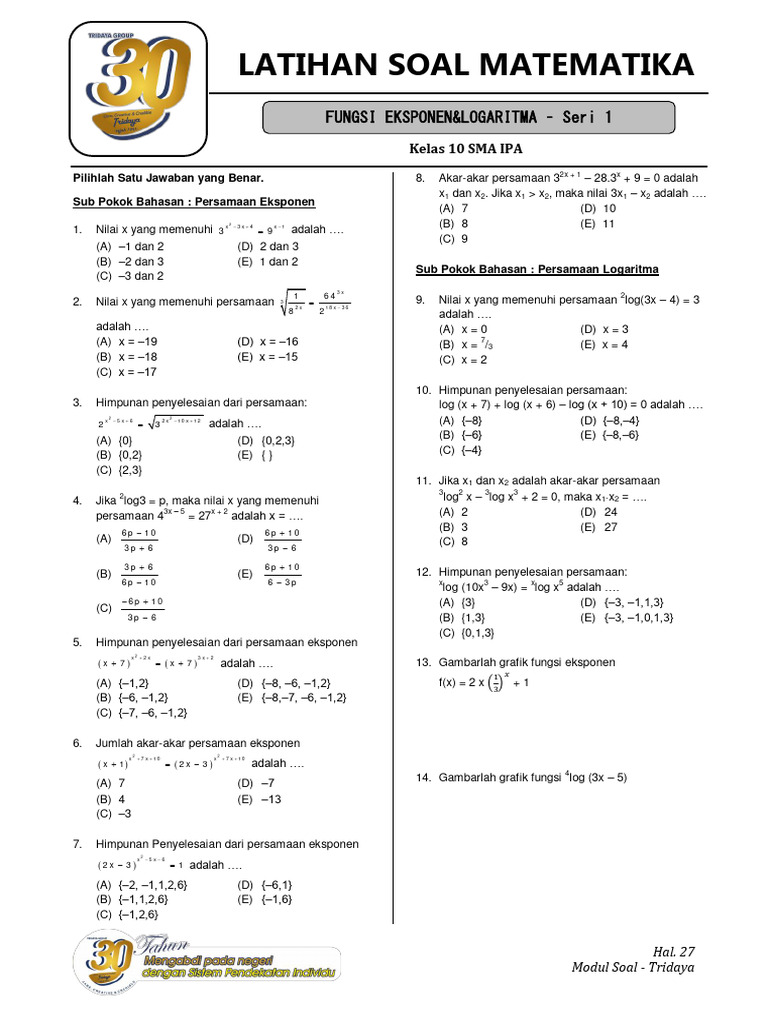 TAP 1 Fungsi Eksponen & Logaritma | PDF | Metode & Bahan Ajar