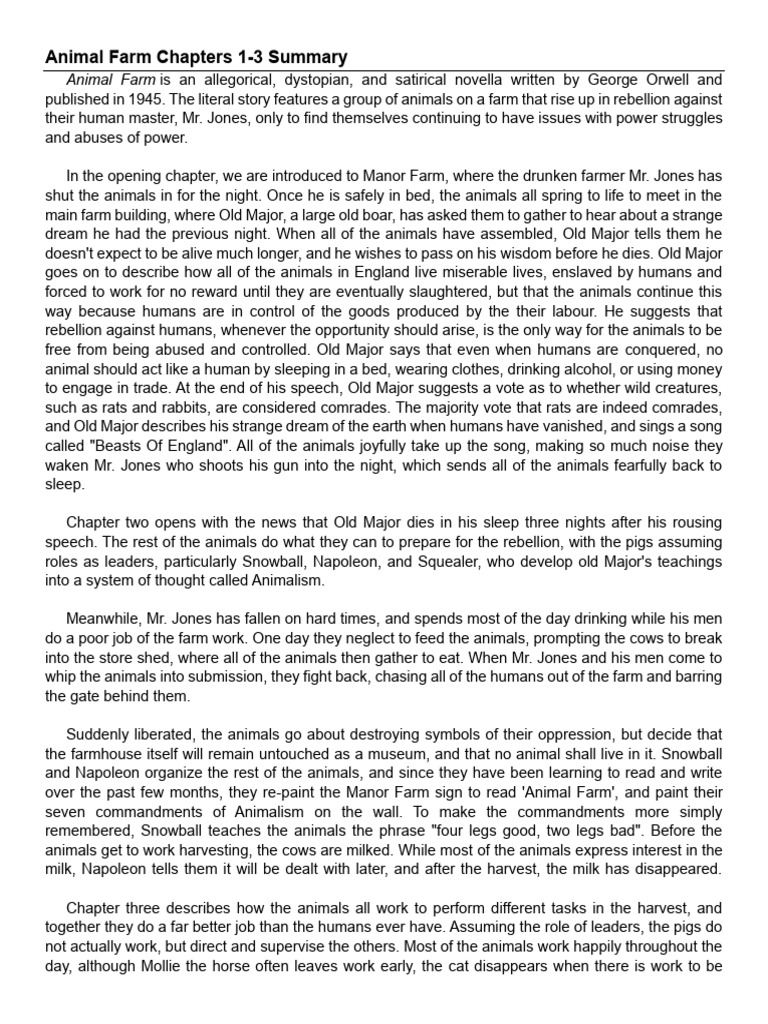 Animal Farm Chapters 1-10 | PDF