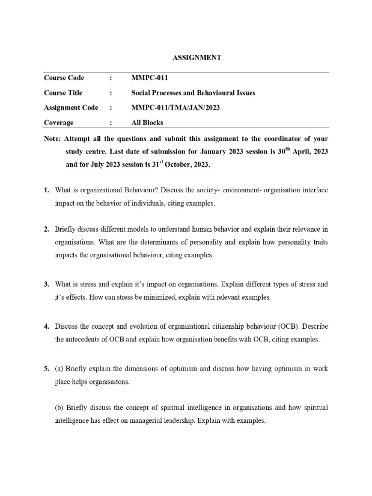 MMPC 011 Sa 2023 | PDF