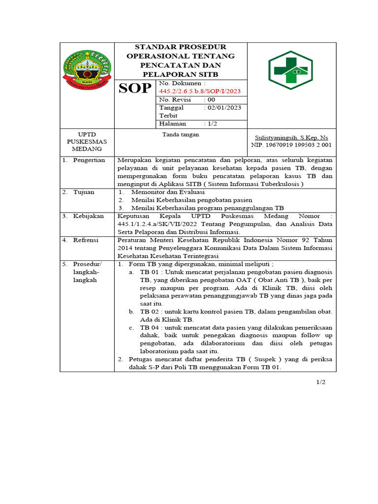 SOP Pelaporan SITB 2022 | PDF