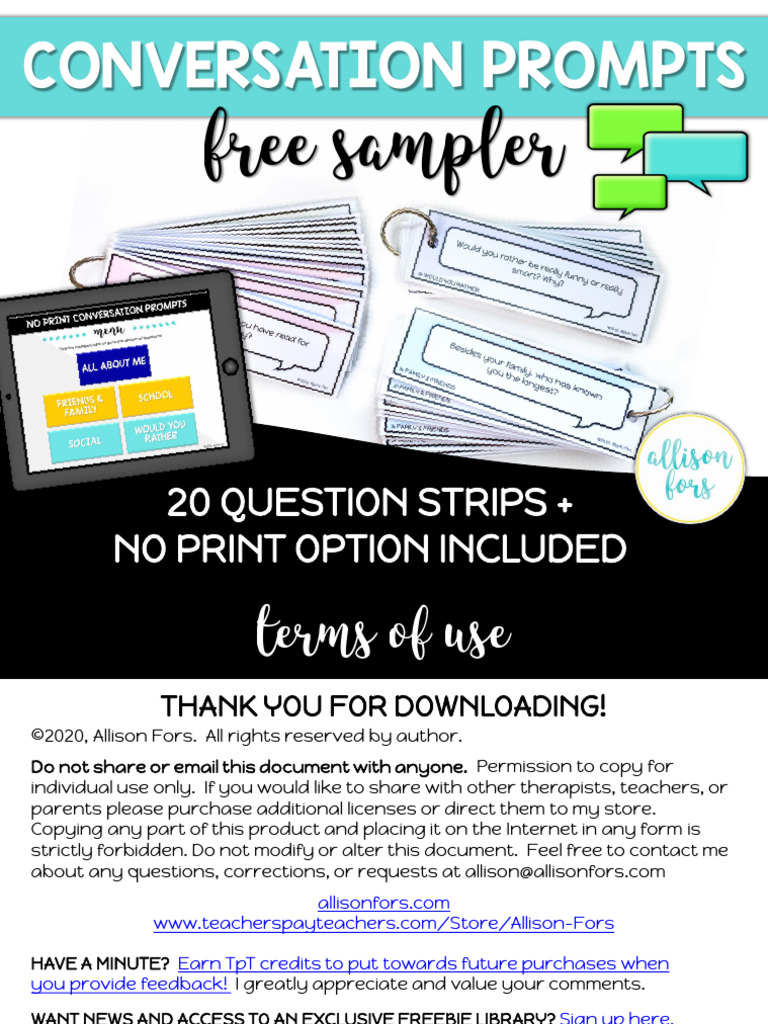 FREE Conversation Starters | PDF