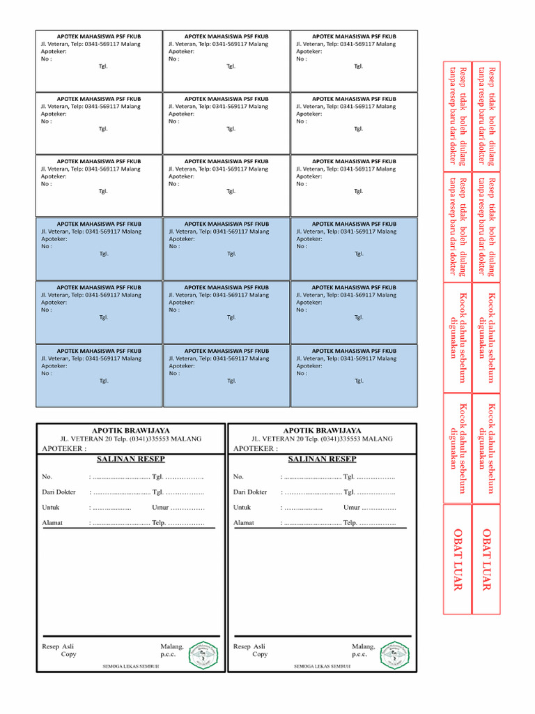 Etiket Label Dan Copy Resep - PNG | PDF