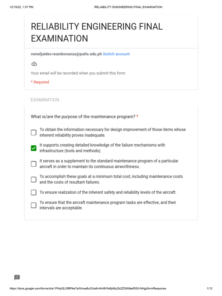 Reliability Engineering Exam Overview | PDF | Technology & Engineering