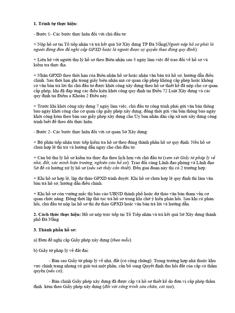Thủ tục Cấp Giấy phép xây dựng công trình D Upload | PDF
