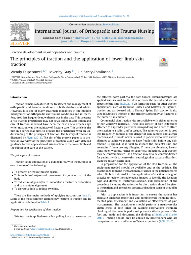 The Principle of Traction and The Application of Lower Limb Skin | PDF ...