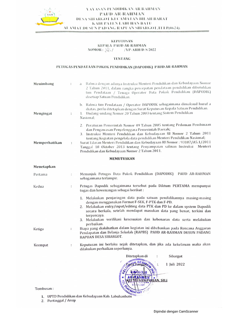 Sk Operator Paud Ar Rahman Pdf 