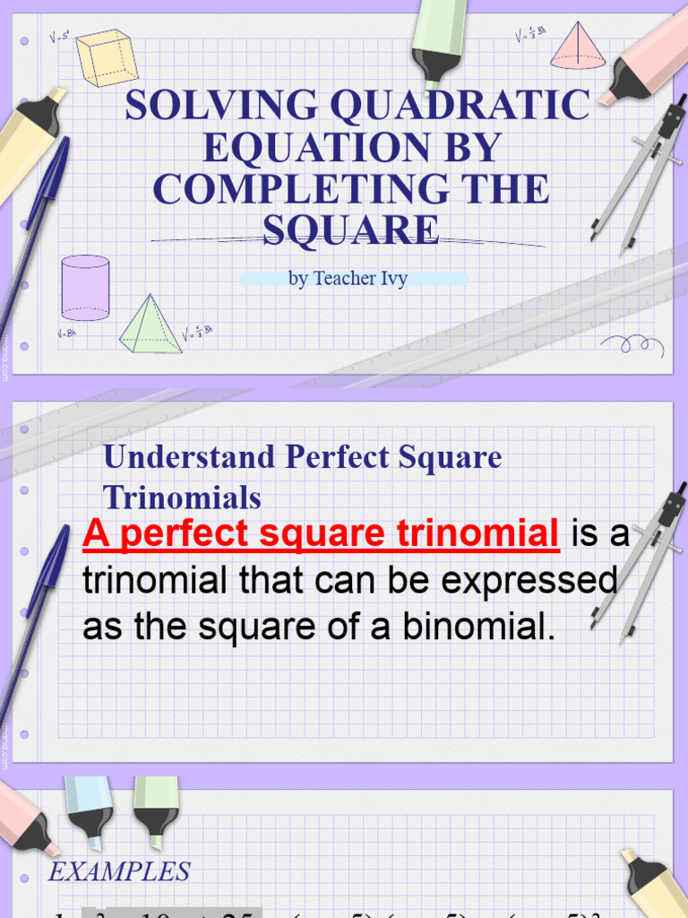Completing the Square Guide | PDF | Equations | Quadratic Equation