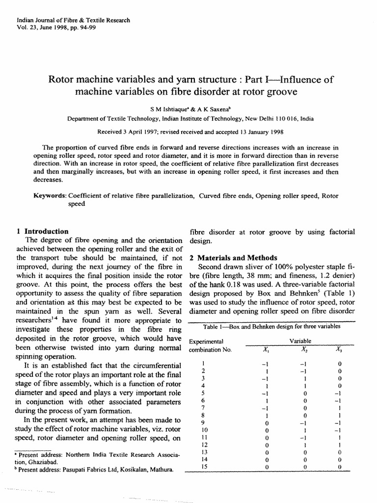 Machine Variables and Yarn Structure | PDF | Spinning (Textiles) | Yarn