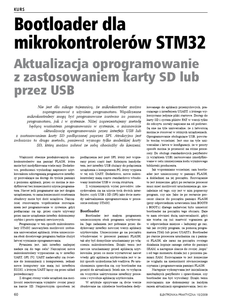 Bootloader Dla Mikrokontrolerăłw STM32 - Aktualizacja Oprogramowanie Zâ Zastosowaniem Karty SD ...