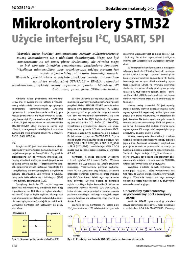 Mikrokontrolery STM32 - UĹĽycie Interfejsu I2C, USART, SPI | PDF