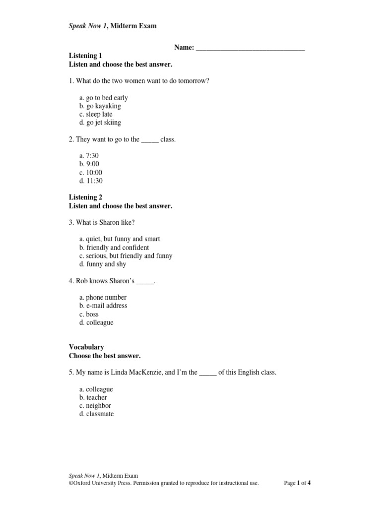 SN1 Midterm Exam-Written | PDF