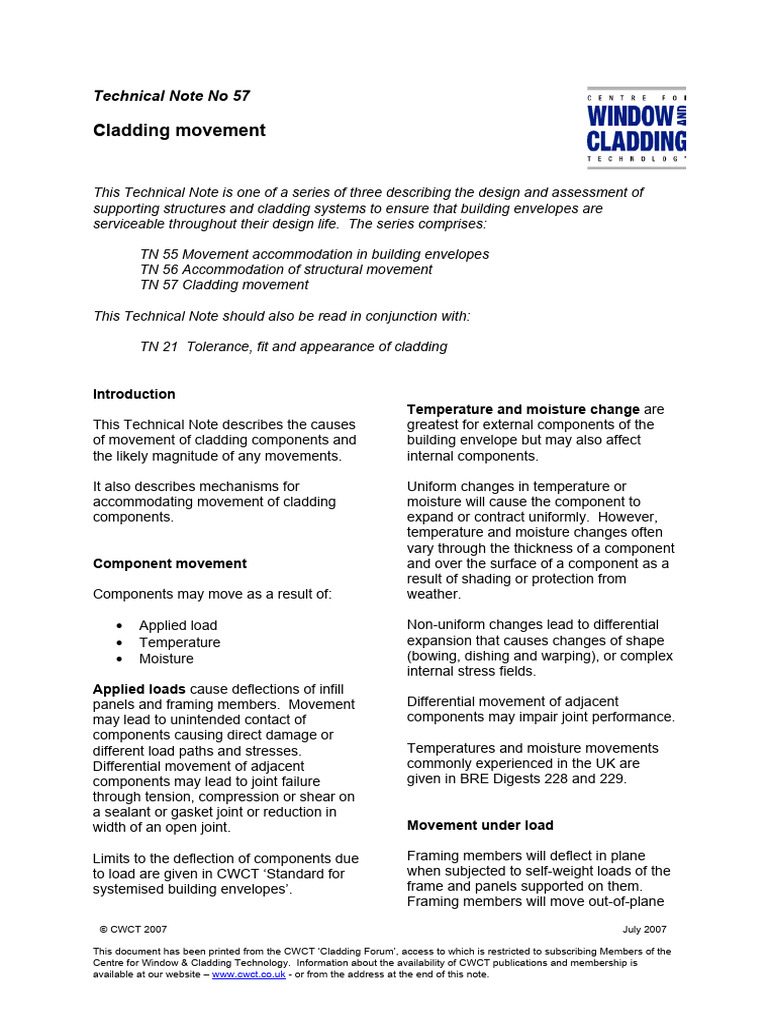 Cladding Movement | PDF | Thermal Expansion | Stress (Mechanics)