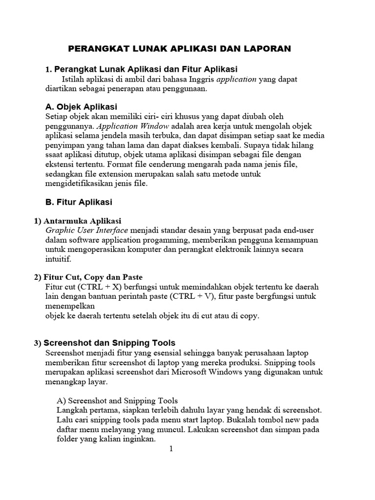 Perangkat Lunak Aplikasi Dan Fitur Aplikasi | PDF