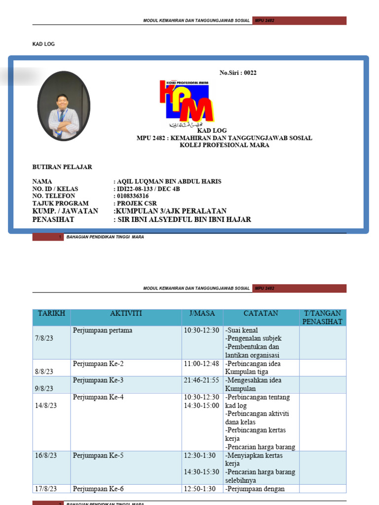 Kad Log Aqil Luqman Complete | PDF