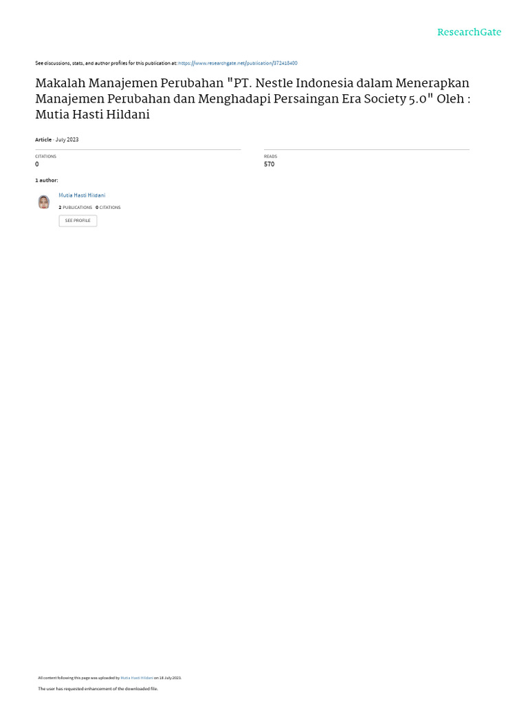 Manajemenperubahan MA.21.C.04 MutiaHastiHildani 112110441 | PDF