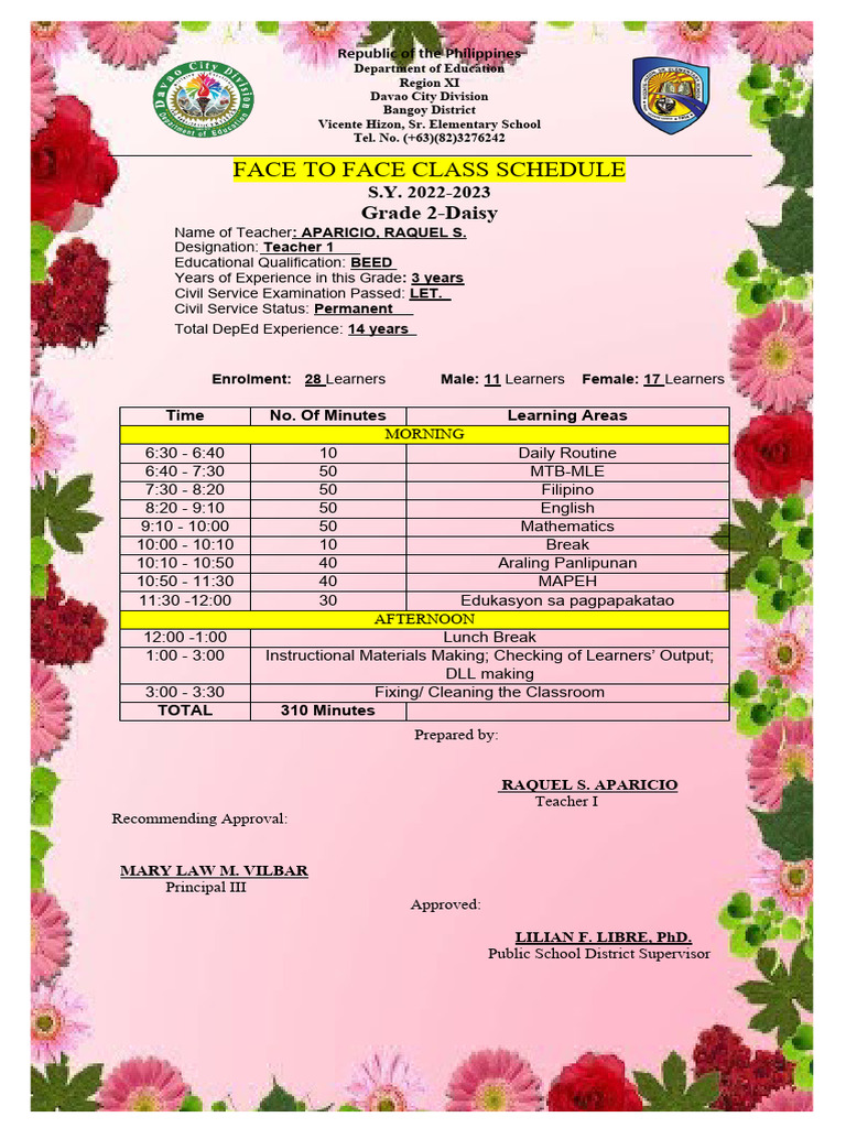 Class Program PANTONAL MARILYN E. 1 F2F Updated 1 | PDF
