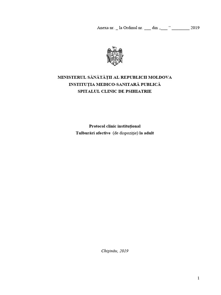 Protocol Clinic Tulburari Afective 2019 | PDF