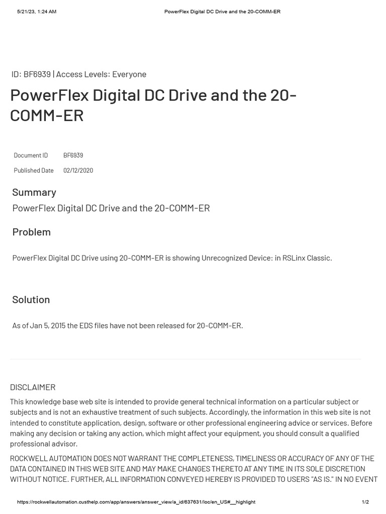 PowerFlex Digital DC Drive and The 20-COMM-ER | PDF | Finance & Money ...