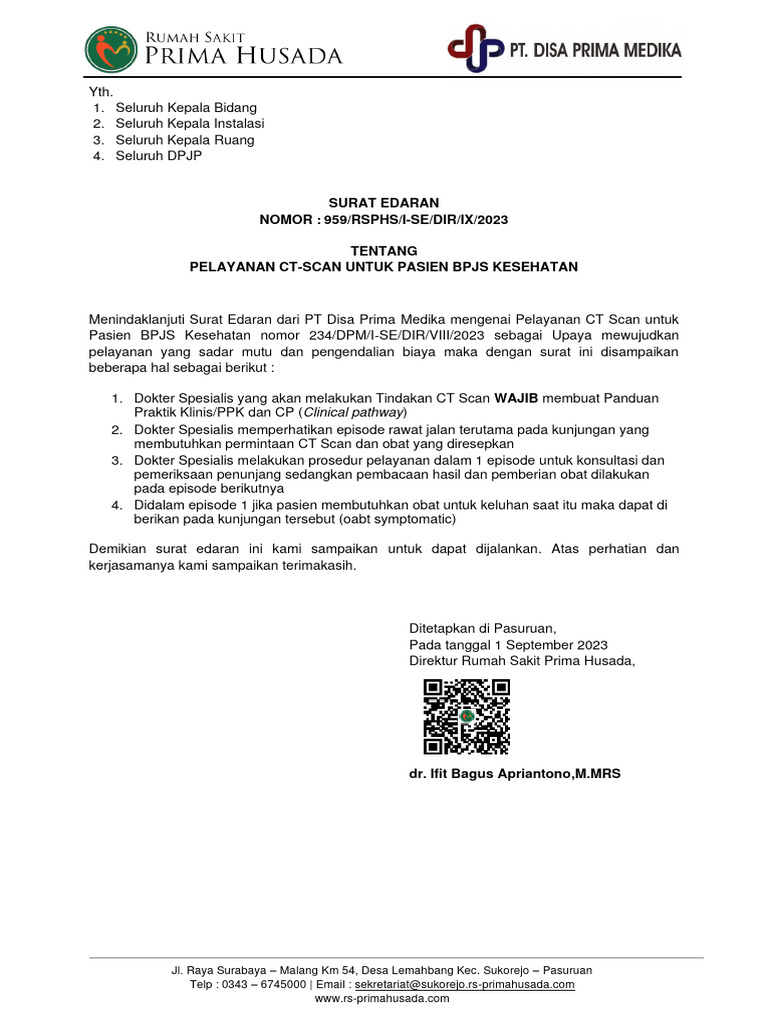 SE - Pelayanan CT Scan Pasien BPJS Kesehatan | PDF