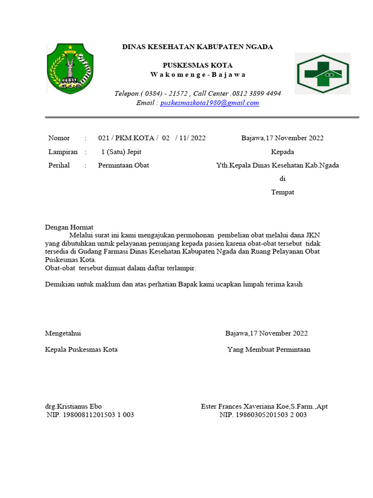 Surat Permintaan Obat Dan SP JKN | PDF