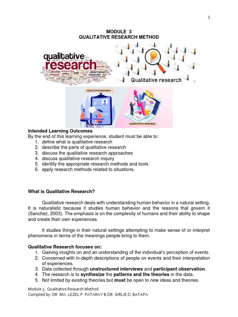 Module 3 Qualitative Research Method 014557 | PDF