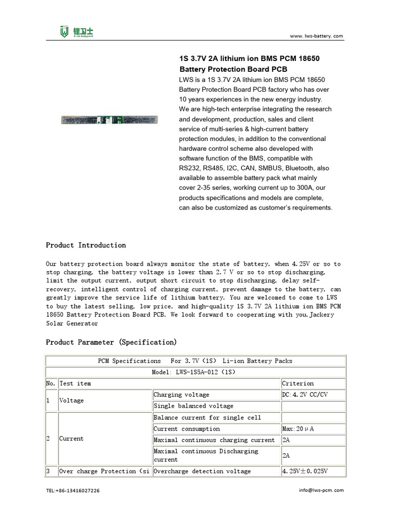 1s 3 7v 2a Lithium Ion Bms PCM 18650 Battery Protection Board PCB - 772881 | PDF | Lithium Ion ...