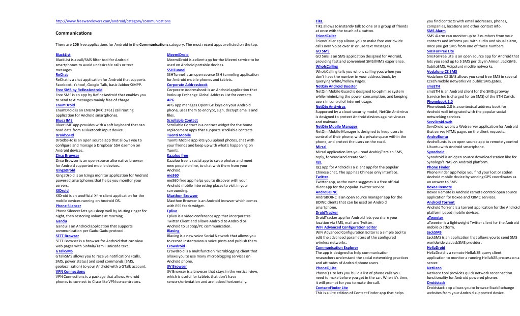 Android List Freeware | PDF | Short Message Service | Android ...