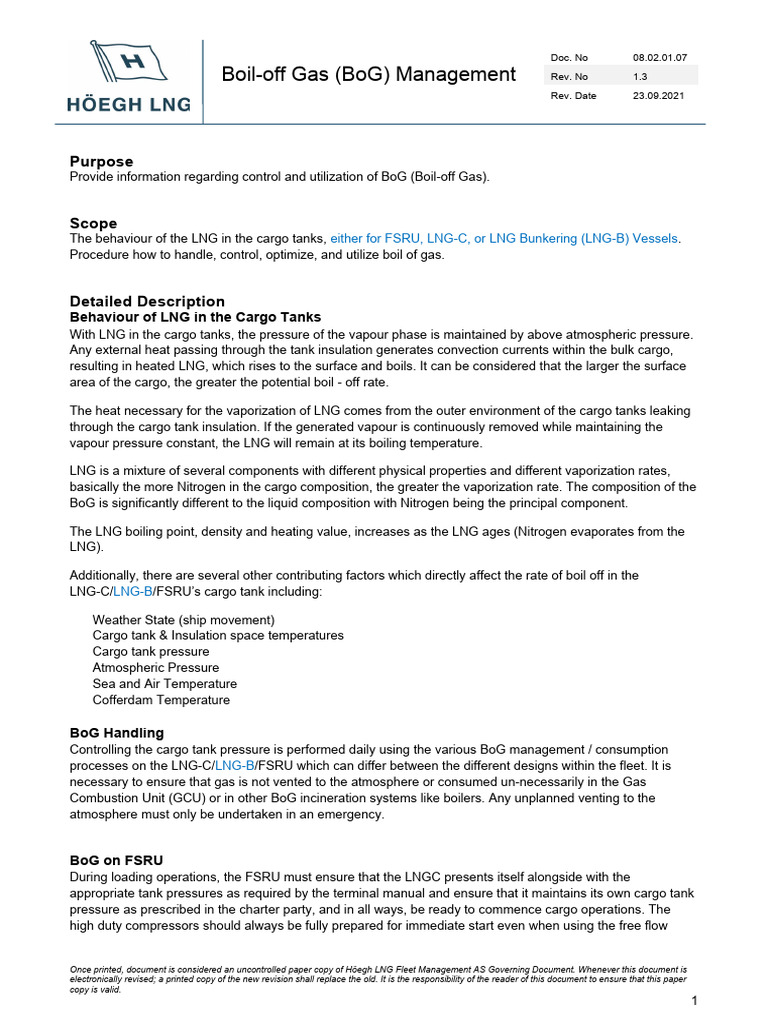 08.02.01.07 Boil Off Gas (BOG) Management | PDF