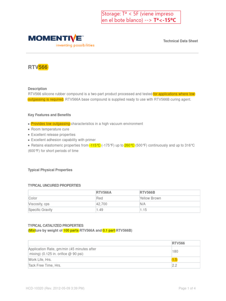 Momentive RTV 566 | PDF