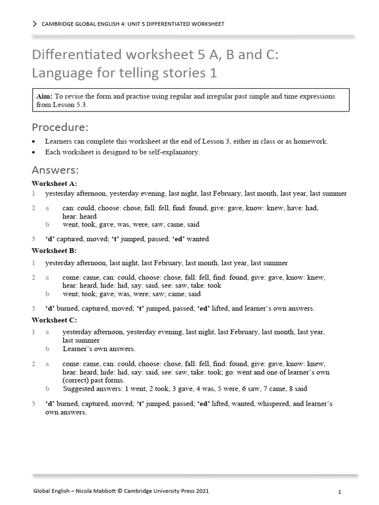 GE 4 Diff WS Unit 5 | PDF | Language Arts & Discipline