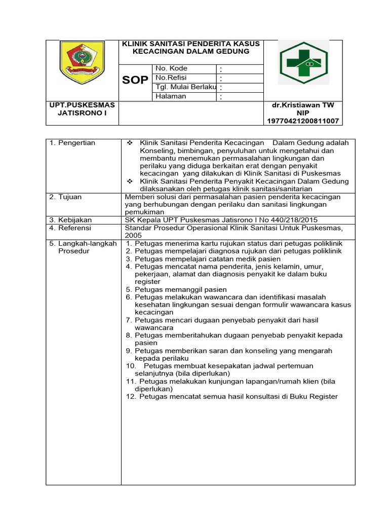 SOP KS Kecacingan Dalam Gedung (Print) | PDF