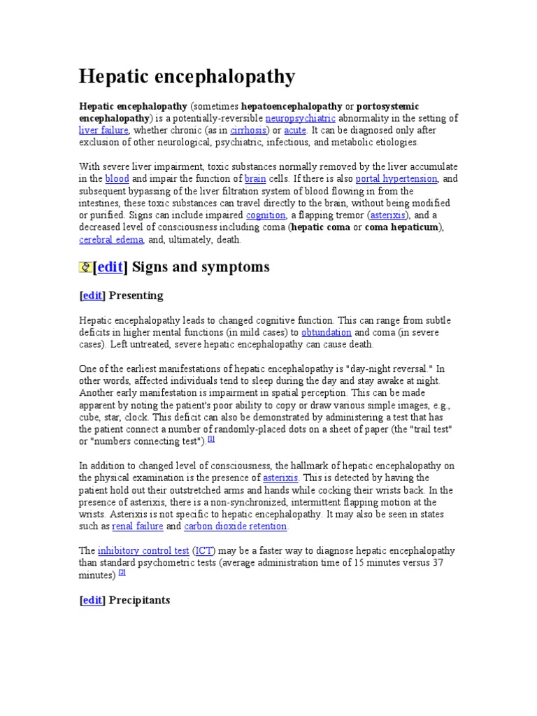 Hepatic Encephalopathy | PDF | Cirrhosis | Liver