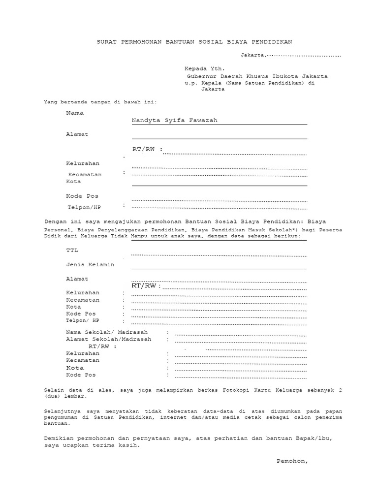 Surat Permohonan KJP Plus 2023 | PDF | Ilmu Sosial | Kesehatan Holistik