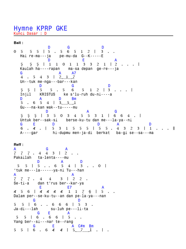 Hymne KPRP Gke Key-D Kord - One | PDF