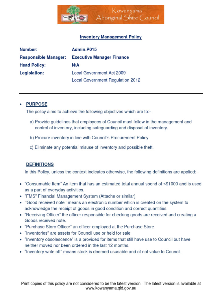 Inventory Management Policy | PDF | Inventory | Economies