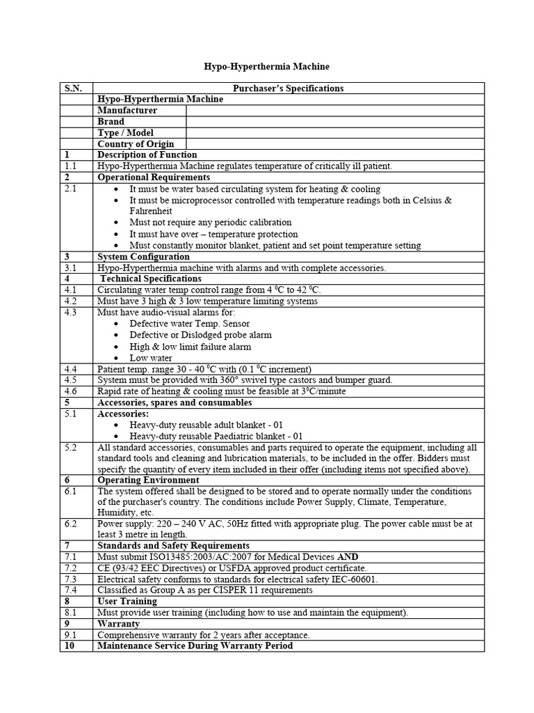 Hypo-Hyperthermia Machine | PDF