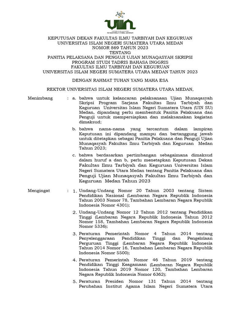 SK Panitia Dan Penguji Muna 16 Oktober 2023 | PDF