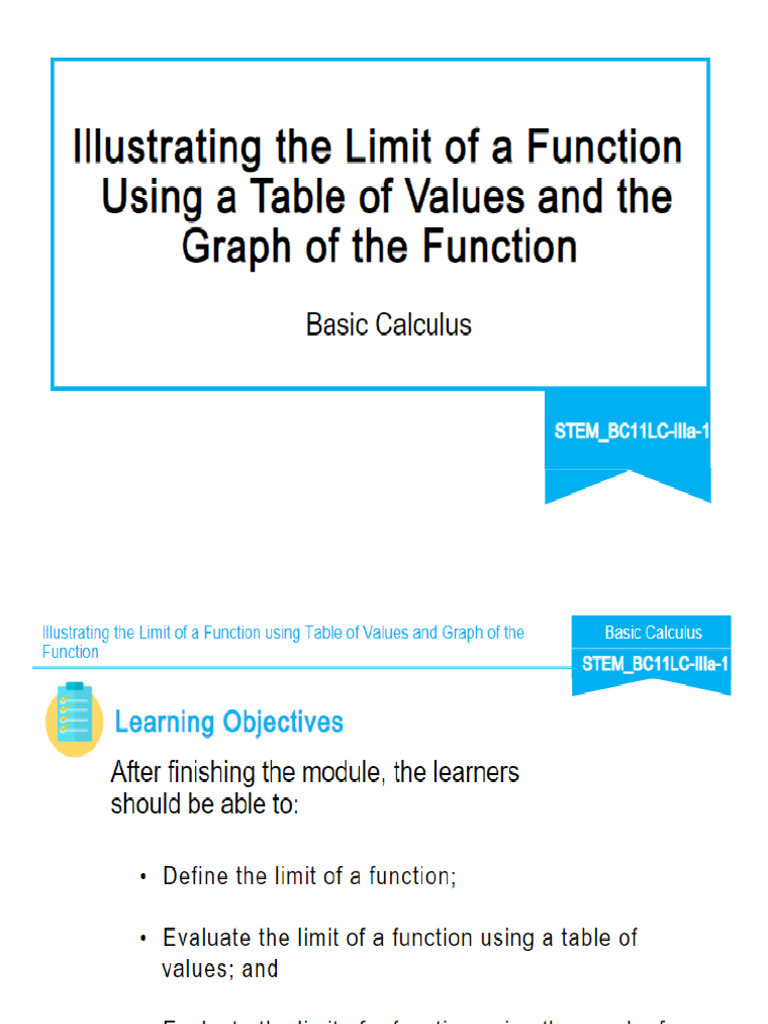 L1 - Illustrate The Limit of A Function | PDF