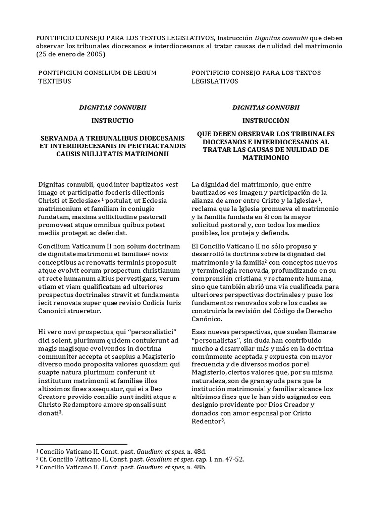 PONT. CONSEJO TEXTOS LEGISLATIVOS, Instr. Dignitas connubii (25 Ene ...