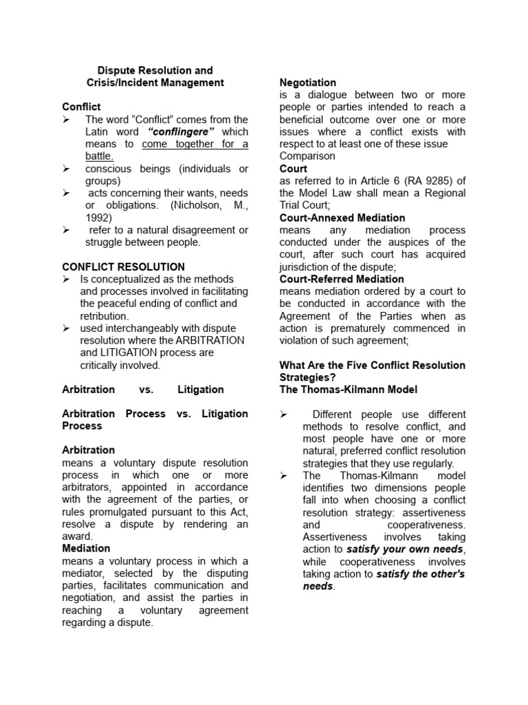 Conflict Resolution & ADR Guide | PDF | Alternative Dispute Resolution ...