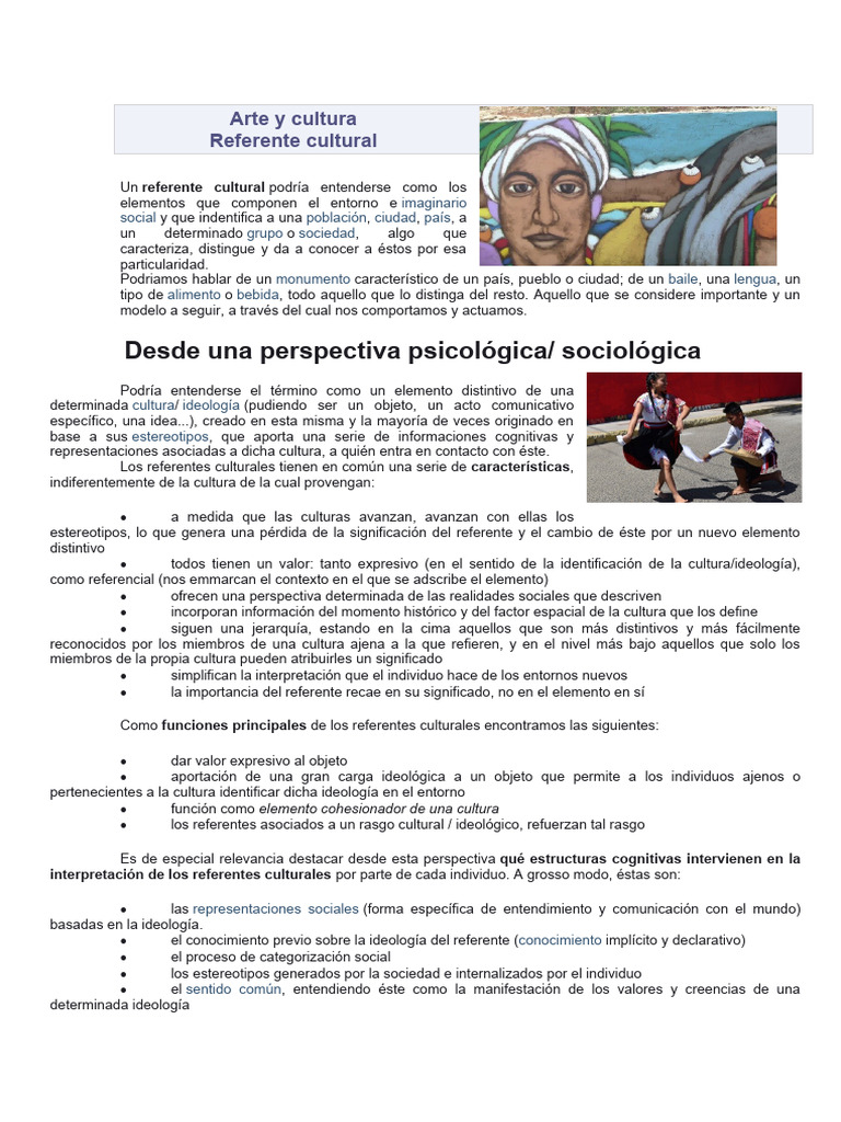 Referente Cultural Arte y Cultura Arte 1 | PDF