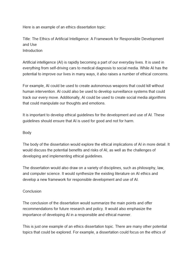 Here Is An Example of An Ethics Dissertation Topic | PDF | Social ...