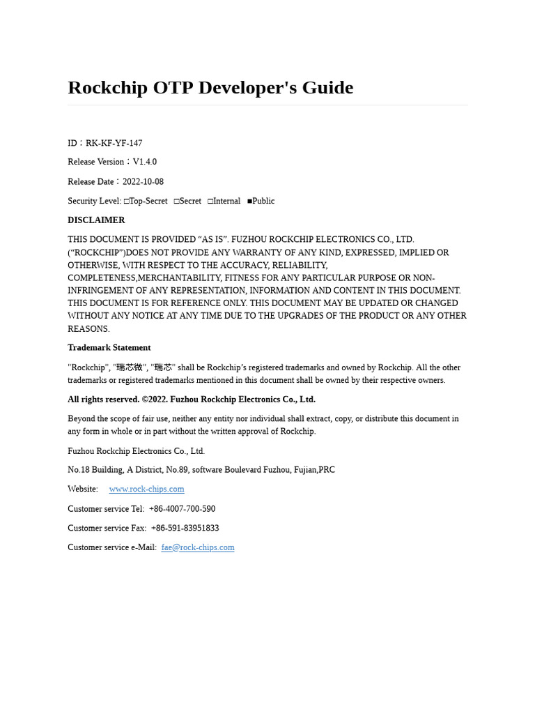 Rockchip Developer Guide OTP EN | PDF