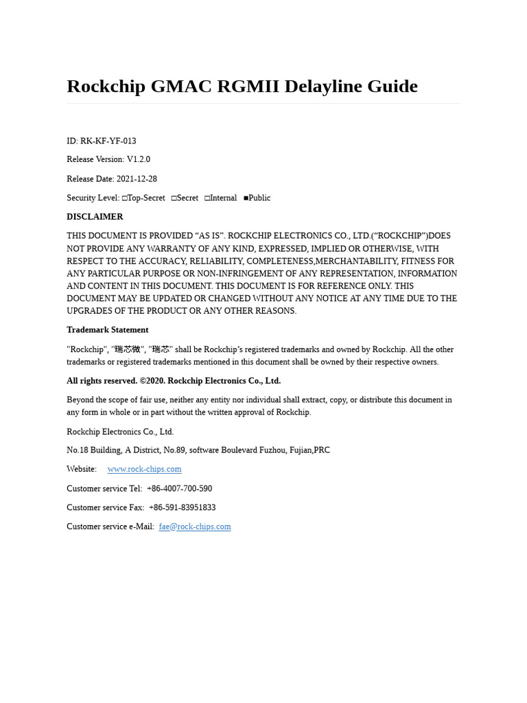 Rockchip Developer Guide Linux GMAC RGMII Delayline EN | PDF ...