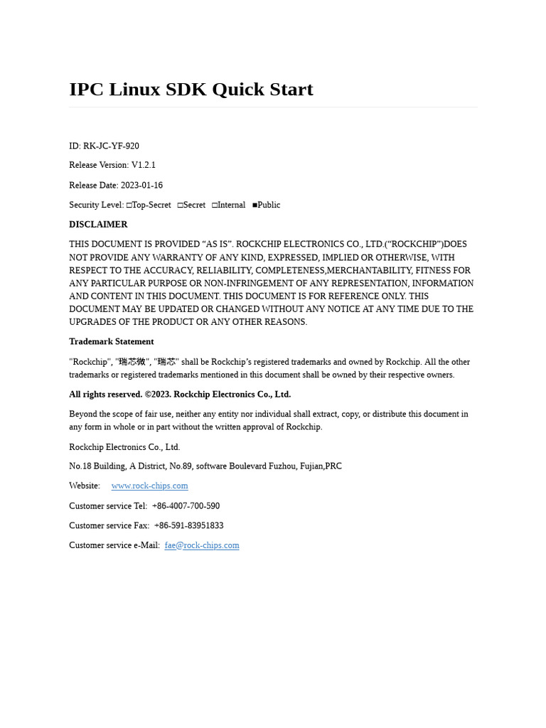 Rockchip Quick Start Linux IPC SDK EN | PDF
