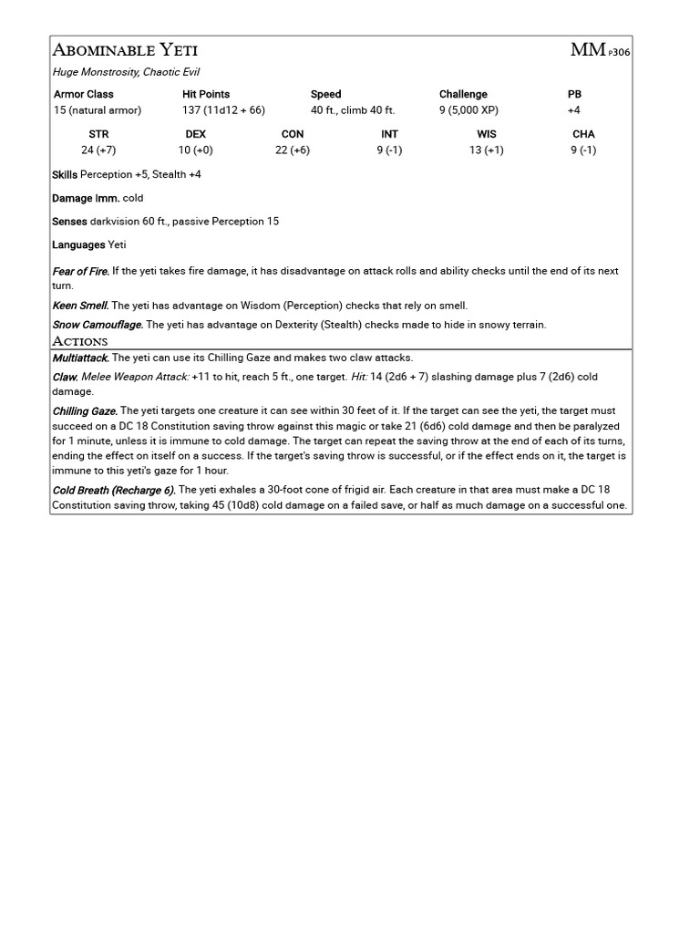 Bestiary Printer View Frost - 5etools | PDF | Role Playing Games